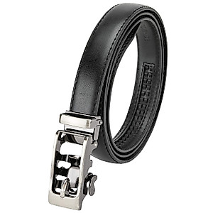 CANDOR AND CLASS Women's Leather Ratchet Belt, Trim to Fit 18"- 44" Waist, No Holes, Packed in a Gift Box (W723X Black, 25mm Wide)
