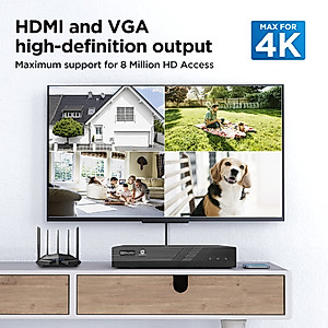 GWSECU 4K 8 Channel PoE NVR with 2TB HDD, H.265 3MP/4MP/5MP/6MP/8MP 8CH Network Video Recorder, Supports up to 8X 8MP/4K IP Cameras, 1 SATA Ports Up to 10 TB, Remote Access, NVR8P-2T