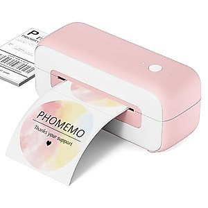 Phomemo Thermal Shipping Label Printer, 4x6 Desktop Thermal Label Printer for Shipping Packages/Small Business/Office/Home, Widely Used for Amazon, Ebay, Shopify, Etsy, UPS, FedEx - Pink (USB Only)
