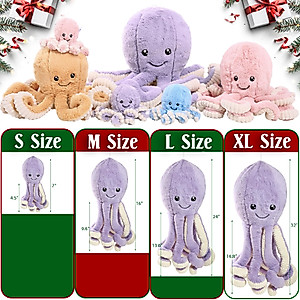 DENTRUN Octopus Stuffed Animals, Giant Octopus Plush Doll Play Toys for Kids Girls Boys Adults Birthday Xmas Halloween Present Stuffed Sea Animals Plushie, 7/16/24/32 Inches, 5 Colors