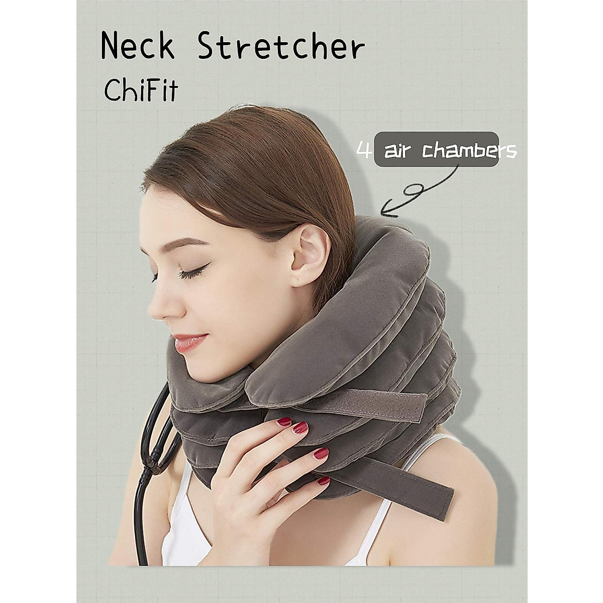 ChiFit Neck Traction - 4 Layer Cervical Neck Traction Device - Neck Massager & Collar - Neck & Shoulder Pain Relief - Cervical Collar for Travel/Home Improved Spine Alignment