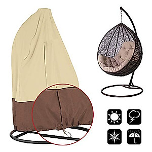 Patio Egg Chair Cover Hanging Swing Chair Covers Waterproof Outdoor Furniture Protector 75in H x 45in D (Beige)