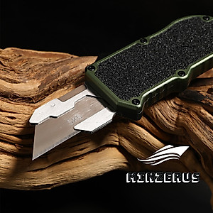 Minzerus Aviation Alumium Auto Retractable Utility Knife, Heavy Duty EDC Box Cutters, Replaceable Utility Blade Pocket Knife With Clip, Retractable Cardboard Cutter with 5pcs Spare Blades