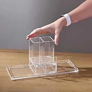 russell+hazel Acrylic Bloc Narrow Accessory Tray, Clear, 4.5” x 12.2” x .5” (31381)