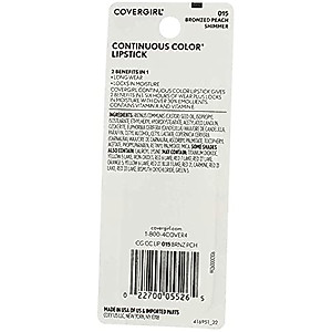 CoverGirl Continuous Color Lipstick, Bronzed Peach [015], 0.13 (Pack of 3)