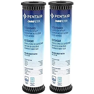 Pentair OMNIFilter TO1 Carbon Water Filter, 10-Inch, Standard Whole House Carbon Wrap Sediment and Taste & Odor Replacement Filter Cartridge, 10" x 2.5", 5 Micron, Pack of 2