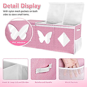 Extra Large Toy Box Chest for Girls, Collapsible Sturdy Toy Chest Bins with Lids, Kids Toy Storage Organizer Baskets for Kids, Boys, Girls, Nursery Room, Playroom, Bedroom, Closet, 40x14x17inch