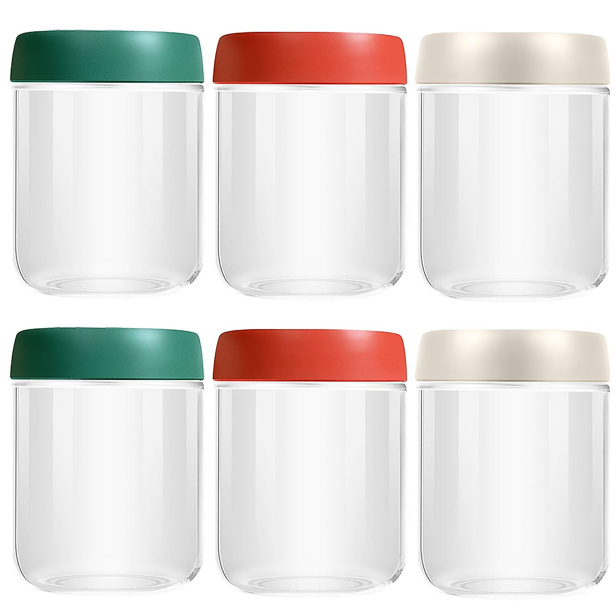 16oz Glass Jar with Screw Lid,6 Pack Leak Proof Glass Overnight Oats Jars,Reusable Small Glass Jars for Overnight Oats, Fruit, Salad Dressing, Sauce,Cereal,Pasta,Sugar,Beans,Spice,Condiment