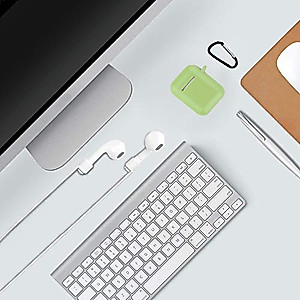 Coffea Protective Silicone Case with Keychain for Apple AirPods 1 & 2 (Front LED Not Visible) (Matcha Green)