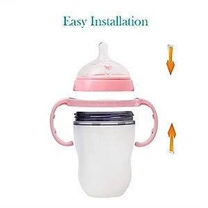 ROMIRUS Bottle Handles Grips Compatible for Comotomo Feeding Baby Bottles (Set of 4, 2 Pink + 2 Green)