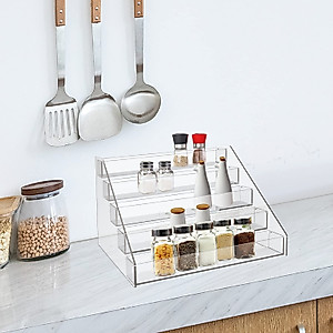 WUIVIUT Spice Rack Organizer For Cabinet, 1 4/5 in/Tier Acrylic Tiered Spice Shelf Can Storage Organizer for Kitchen Pantry Countertop