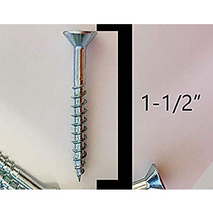 (1,000 Screws) #8 1-1/2" Screws 8x1-1/2 inch 38mm Woodworking Screws #2 Philips Phillips Flat Head Wood Screws Auger Point Deep Thread Countersinking Nibs Zinc Plated PBS T17 Cabinets + Interior
