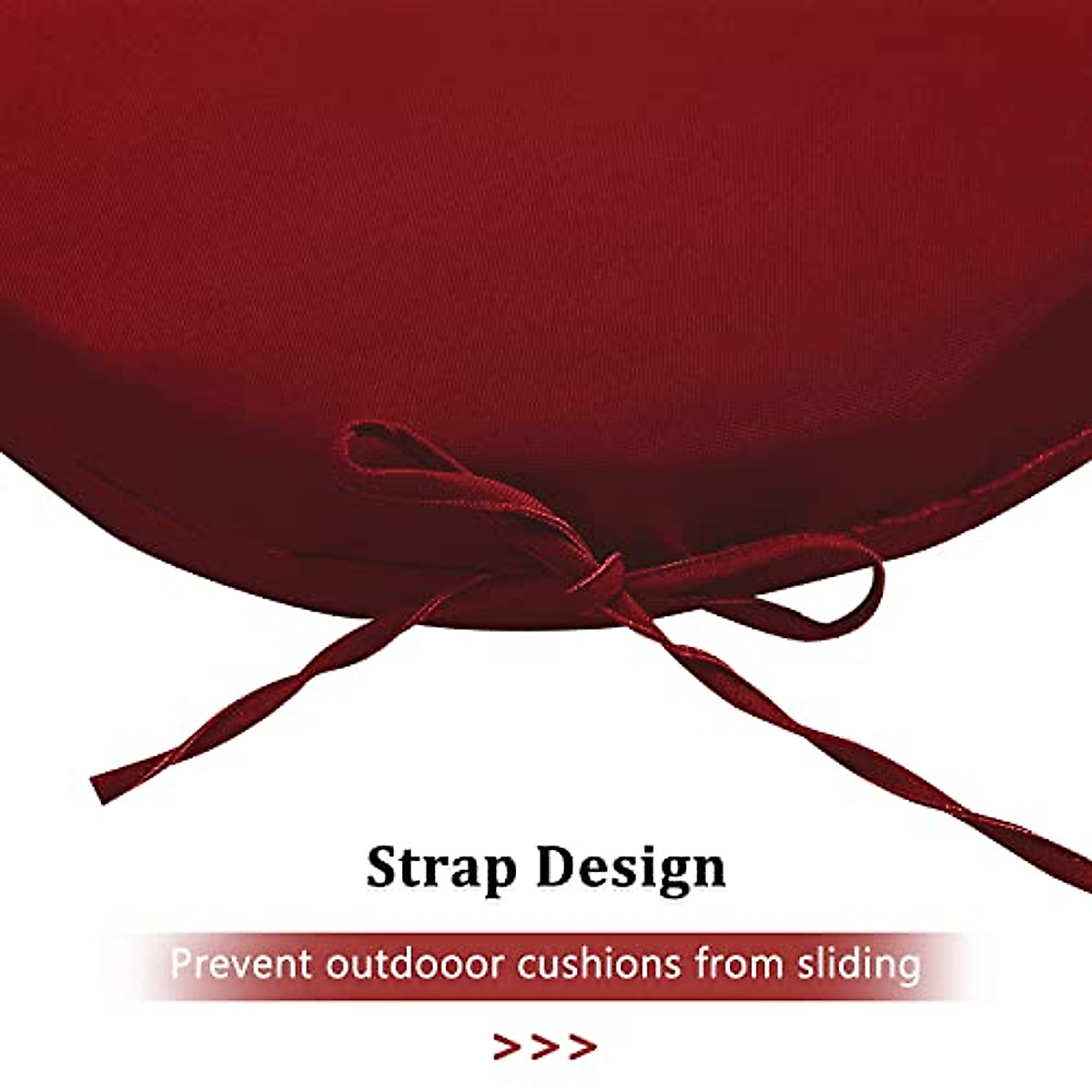 Cozyide Outdoor Chair Cushions, Waterproof Patio Seat Cushions with Adjustable Straps, Round Corner Patio Chair Cushions for Garden, Burgundy, 17x16x2 Inch (Pack of 4)
