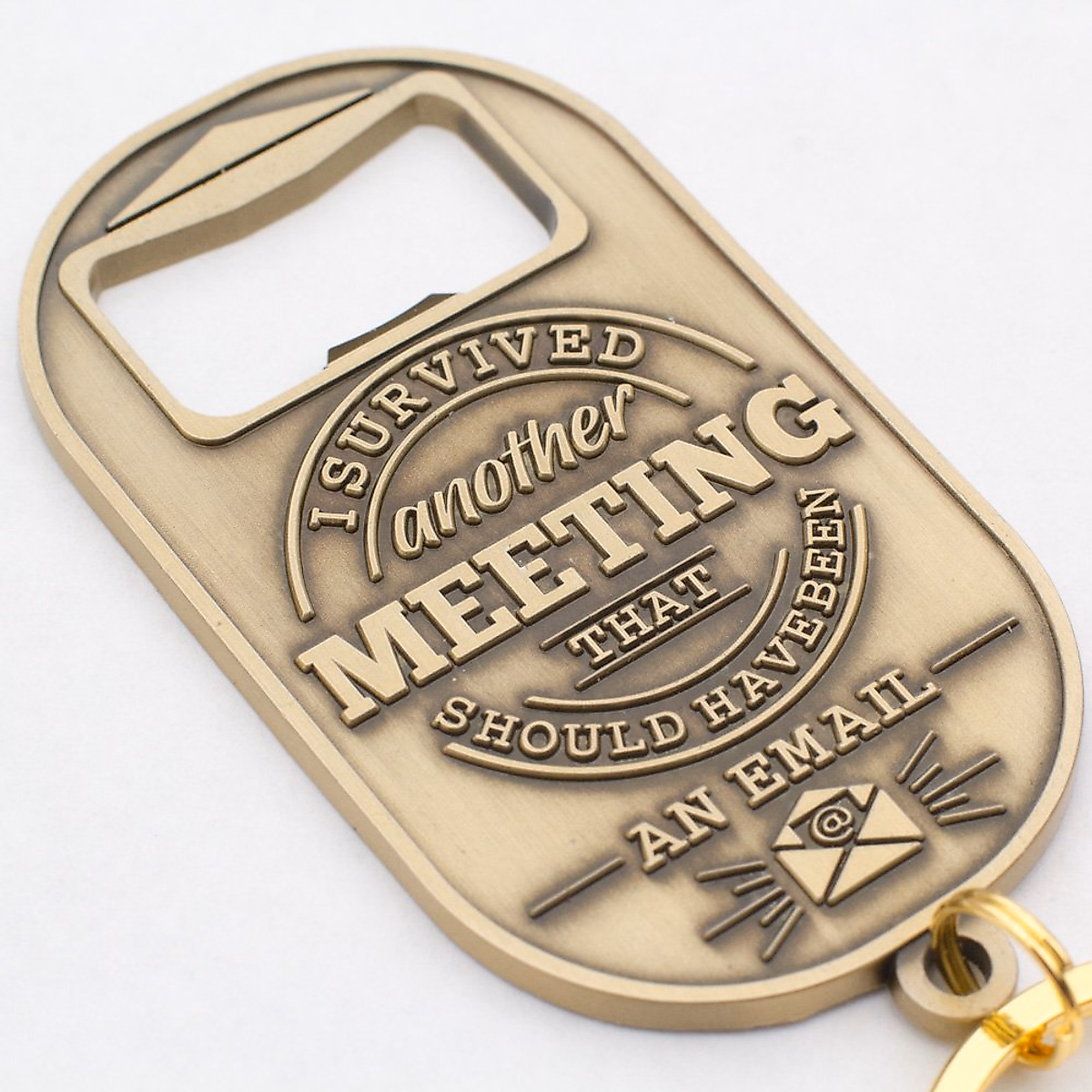 Gift for Boss or Coworker - "I Survived Another Meeting That Should Have Been An Email" Keychain and Bottle Opener