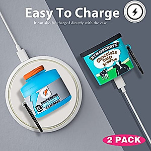 2 Pack Gkv for Airpods 3 Case for Airpod 3 (2021) Cover Unique Funny Fun Cute 3D Food Design Air Pods 3rd Generation Silicone Shell Cases for Girls Teen Boys Kids Ice Cream Cup+Blue Drink