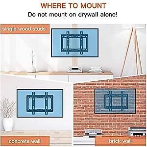 Perlegear Low Profile Fixed TV Wall Mount Bracket for Most 17-42 Inch LED LCD OLED Flat Curved Screen TVs, Ultra Slim and Space Saving TV Mount with Max VESA 200 x 200mm and 66 lbs, Fits 8 Inch Studs