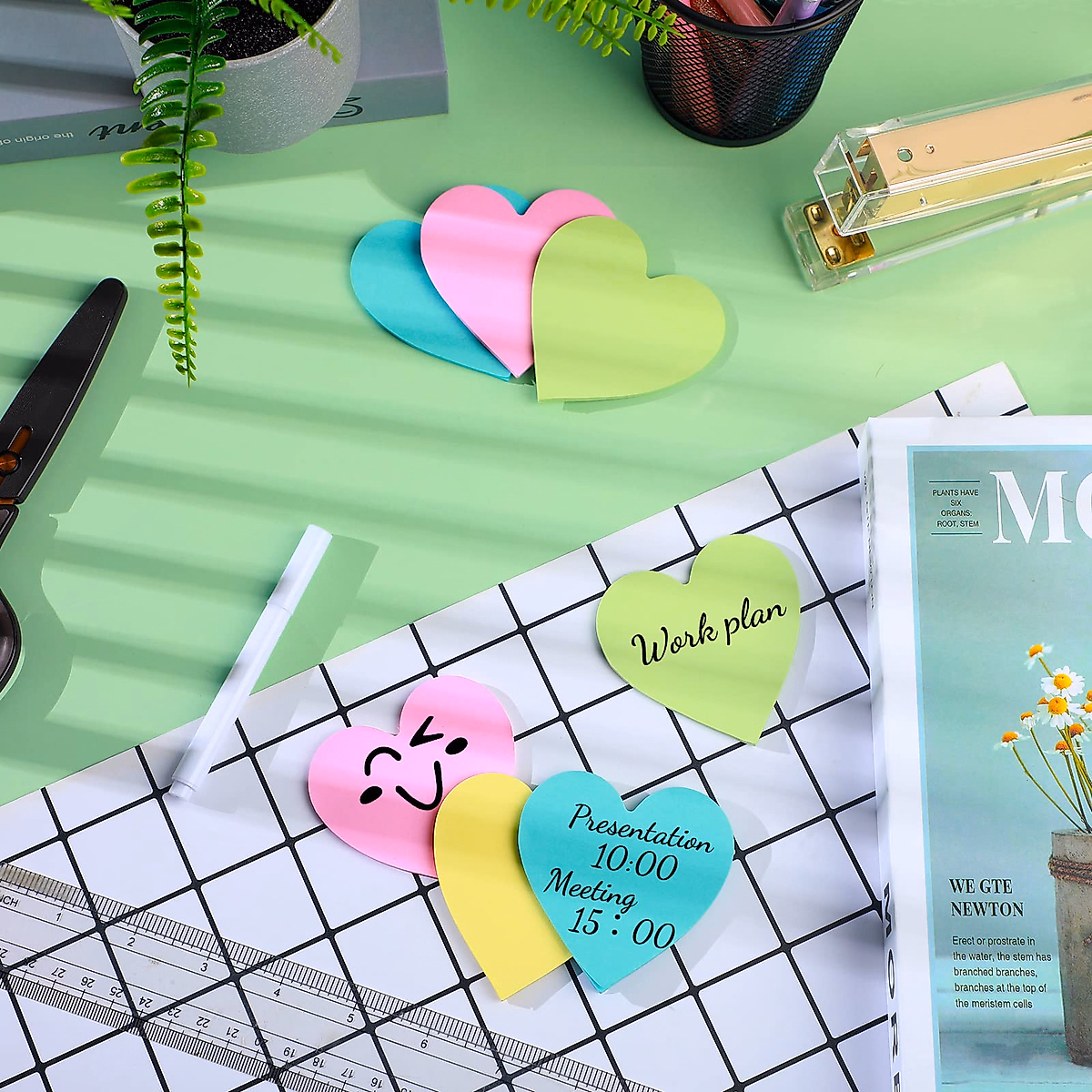 Marspark 9 Pack 3 x 3 Inches Heart Shaped Sticky Notes Heart Shaped Notepad Sticky Notes Hearts Cute Sticky Notes Colorful Sticky Memo for Home Office School Supplies, Back to School Seasons