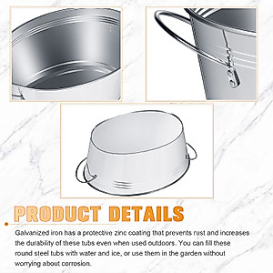 Gerrii 4 Pcs Beverage Tub 24L 6.5 Gallon Ice Buckets Beverage Galvanized Bucket Party Drinking Bucket with Handles Large Ice Drinking Bucket for Party Wedding Bar Wine Beer Champagne Bottle Cooler