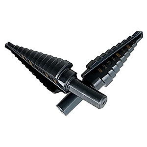 findmall 5Pcs Step Drill Bit Set 50 Sizes 1/8-1-3/8 Inch M2 High Speed Steel Black Oxide Step Drill Bit Fit for Electrical Plumbing and DIY Lovers