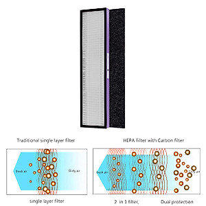 WOCASE FLT5250PT True HEPA Replacement Filter C Pet Compatible with GermGuardian Air Purifier AC5250PT, AC5000E, AC5300B,AC5350W,AC5350B,CDAP5500BCA,CDAP5500WSP,BXAP250,IAP-GG-125,2 HEPA+ 6 Pre-Filter