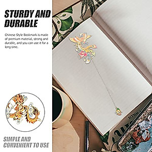 Sewroro Metal Bookmark with Chain: 2pcs Book Page Marker Decorative Book Mark with Chinese Mythology Figure Charm for Book Lover Graduation Gift