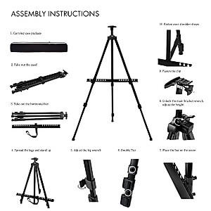 Artify 67 Inches Double Tier Easel Stand, Adjustable Height from 22-67”, 3 in 1, for Painting and Display with a Carrying Bag, 1PACK