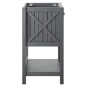 Modway Steam Soft-Close Doors Modern Wood Bathroom Vanity Cabinet in Gray