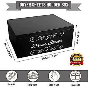 Dryer Sheet Holder, Wood Dryer Sheet Dispenser, Dryer Sheet Container Box with Lid, Rustic Dryer Sheets Holder, Laundry Sheet Holder for Laundry Room Organization