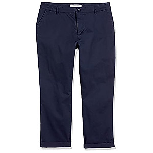 Amazon Essentials Women's Mid-Rise Slim-Fit Cropped Tapered Leg Khaki Pant (Available in Plus Size), Navy, 12