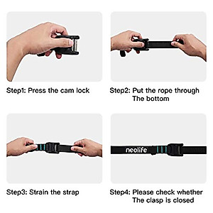 WONITAGO Premium 'No Scratch' Silicon Tie Down Cam Straps for Surfboards, Kayaks, SUP Paddleboards, Canoes, Snowboards 15ft (Pair)