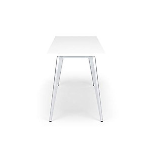 HON Basyx Commercial-Grade Executive Desk, Angled Metal Legs, 55", White