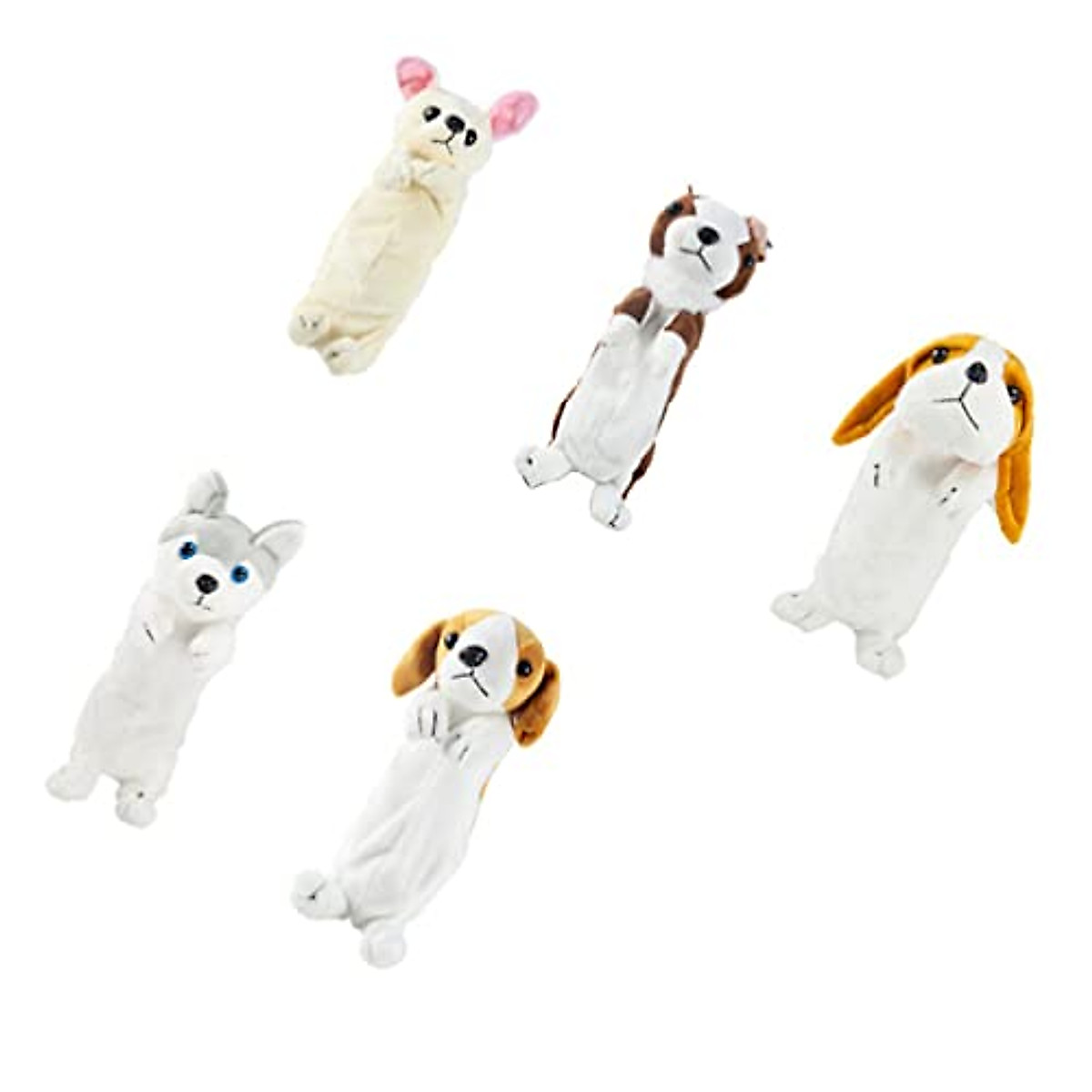 jojofuny Dog Shape Pencil Bags, Plush Pen Case Storage Pouch Puppy Stuffed Pencil Box Storage Zipper Bags Cosmetic Makeup Bag Case (White Husky)