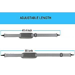 Shoulder Strap, Durable 55" Universal Replacement Laptop Shoulder Strap, Adjustable Comfortable Belt with Metal Hooks for Briefcase, Computer Messenger Bag, Laptop Case Luggage/Duffel/Camera, (Grey)
