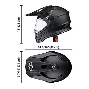 AHR Full Face Dual Sport Motorcycle Helmet Dirt Bike Off Road ATV Motocross Lightweight Helmet DOT Approved H-VEN35 (X-Large,Matte Black)