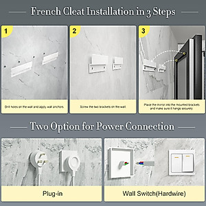 CHARMOR 40x32 Led Lighted Bathroom Mirror, Dimmable Framed Vanity Mirror with Lights, Backlit and Front Lighted Mirror for Wall, Anti-Fog(Horizontal/Vertical)