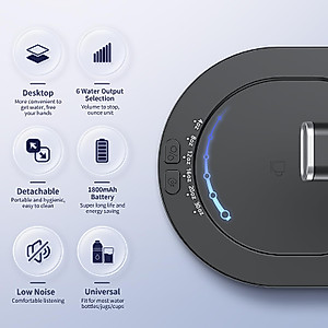 Water Dispenser - Desk Water Dispenser for 5 Gallon Bottle, Low Decibel Bedside Water Dispenser, Intelligent 7 Levels Ounce Portable Detachable Water Jug Pump for Camping Home Office Kitchen Travel