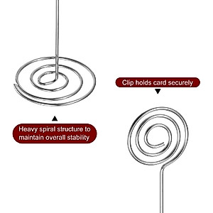 HARFINGTON 12pcs Table Number Holders 3.35 Inch 85mm Tall Circle Shape Steel Photo Holders for Centerpieces Table Place Card Holders for Wedding Reception Party Office Home, Silver Tone