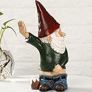 JHWKJS Naughty Garden Gnome Statue Funny Gnome Garden Decoration 10.3 Inch Tall Indoor Outdoor Lawn Figurines for Home Yard Décor