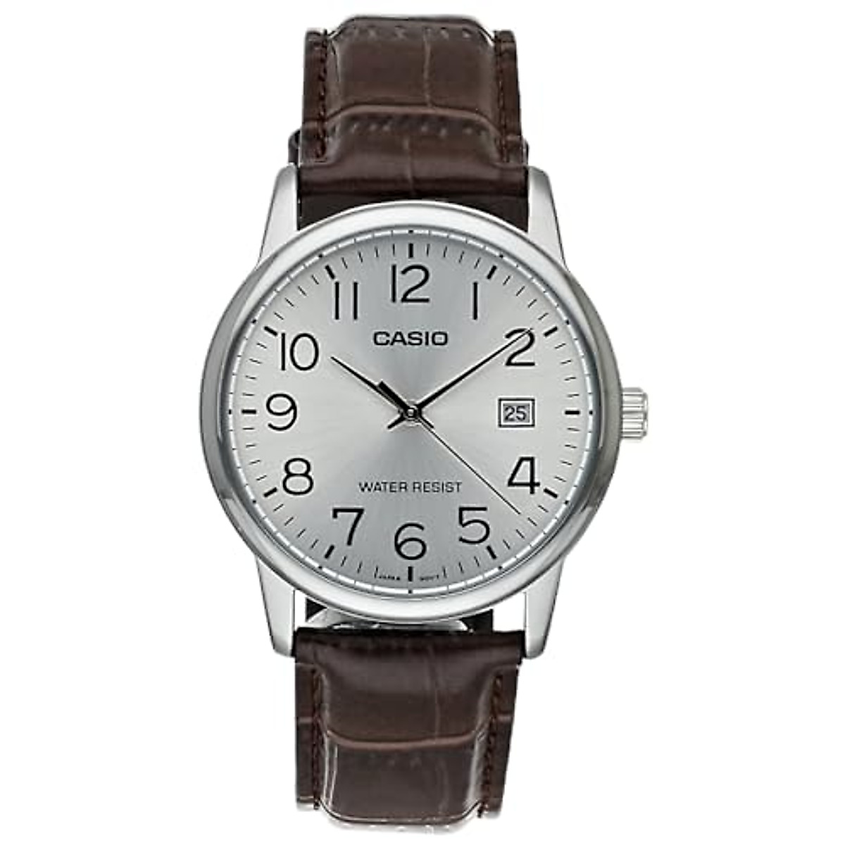 Casio #MTP-V002L-7B Men's Standard Analog Leather Band Easy Reader Day Date Watch