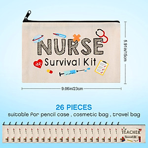 26 Pieces Nurse Survival Kit Cosmetic Bag Funny Gift for Nurse Practitioner Makeup Toiletry Nurse Bag Nurses Week Gifts Travel Zipper Nurse Pouch for Nurses School Birthday Teens Girls Accessories,