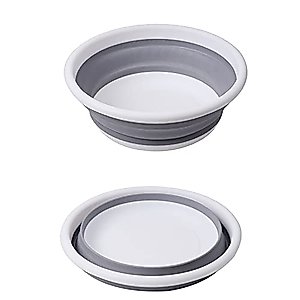 Collapsible Portable Wash Basin Dishpan 5L Kitchen Dish Pans Washing Basin Foldable Wash Dish Tub for Camping Supplies, Marine, Camper Accessories for Travel Trailers (Gray)