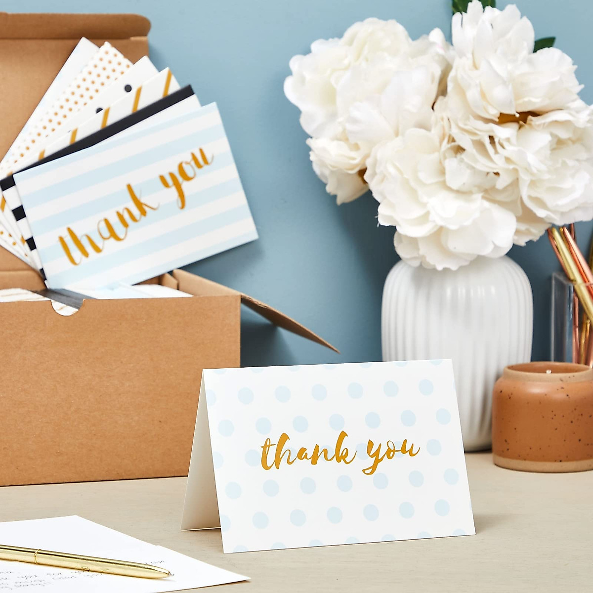 Juvale 144-Pack Bulk Thank You Cards Set with Envelopes, Blank Inside for Birthday Party, Baby Shower, Wedding, Employee Appreciation, All Occasions, 6 Assorted Designs (4x6 in)