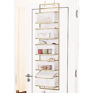 MYTHAUS Over Door Hanging Organizer - Wall Mount Closet Organizer 5-Shelf, Back of Door Bathroom Organizer with Clear Window,Storage for Baby Nursery/Pantry/Bedroom/Make up (White Marble)