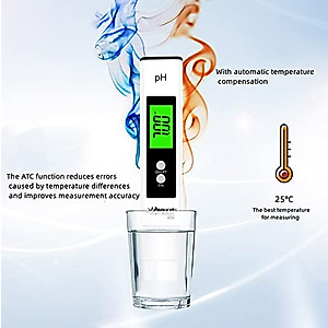 Divolight Water Tester PH Meter, Digital PH Meter 0.01 PH High Accuracy Water Quality Tester with 0-14 PH Measurement Range for Household Drinking, Pool and Aquarium Water PH Tester Design with ATC