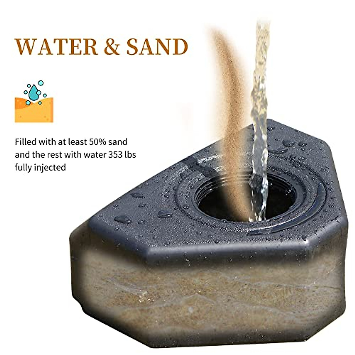 PURPLE LEAF Offset Patio Umbrella Base with Wheels, Sand/Water Filled Square, 35.4" X 35.4" X 7.9"