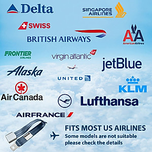 WaiNynyda Airplane Seat Belt Extender, Seatbelt Extender Adjustable 7-31" for Most Airplane Except Southwest Airlines (Blue)