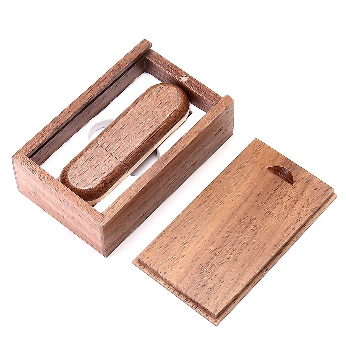 USB 2.0 Flash Drive Two-Color Wood USB 2.0 Memory Stick Pen Drives with Wooden Box (32GB, Tan)
