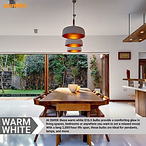 Sunlite G16.5 Incandescent Clear Globe Light Bulb, 15 Watts, 105 Lumens, 120 Volts, Candelabra E12 Screw Base, Title-20 Compliant, 2600K Warm White, 12 Pack