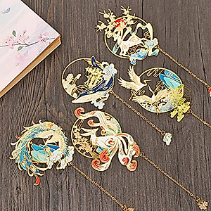 NC Chinese Style Brass Bookmark Tassel Pendant Retro Book Clip Metal Pagination Mark Student Gift Stationery School Office Supplies