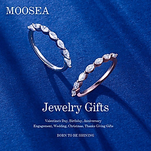 MOOSEA Versailles Moissanite Wedding Band for Women, D Color VVS1 Clarity Lab Created Diamond Rings 14K Yellow Gold Vermeil Floating Marquise Moissanite Anniversary Rings for Women Mom Wife Gifts